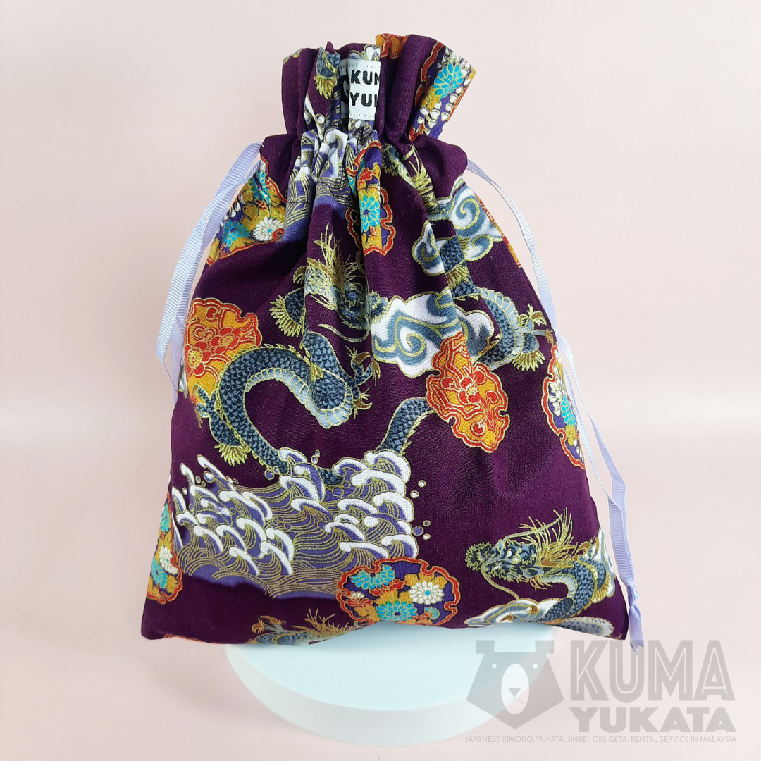 Bag Kinchaku (Japanese drawstring bag) #1 – KIMONO MALAYSIA